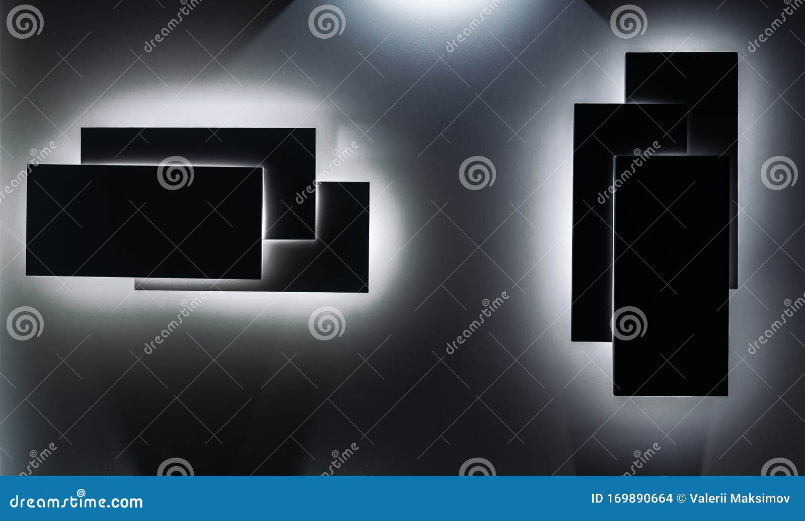 Rectangular LED Wall Lamps. LED Lighting in a Modern Interior Stock ...