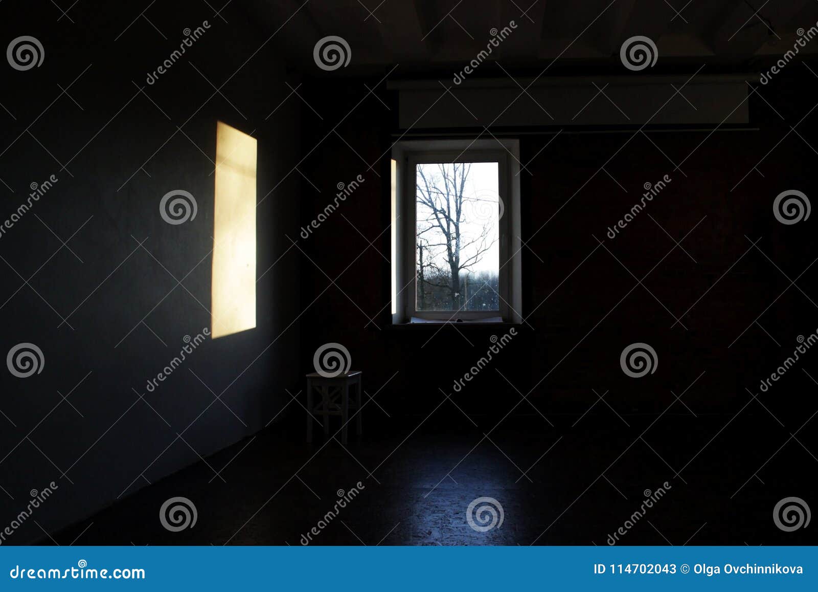 Rectangular Light from the Window in a Dark Photo Studio. in the Window ...