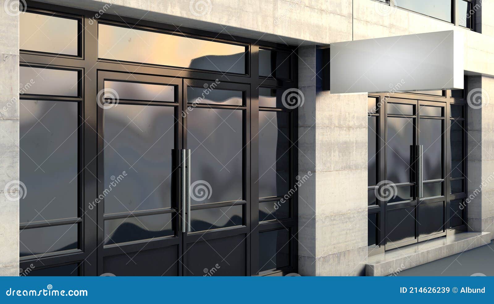 Rectangular Lightbox Sign Outside Shop Facade Stock Illustration ...