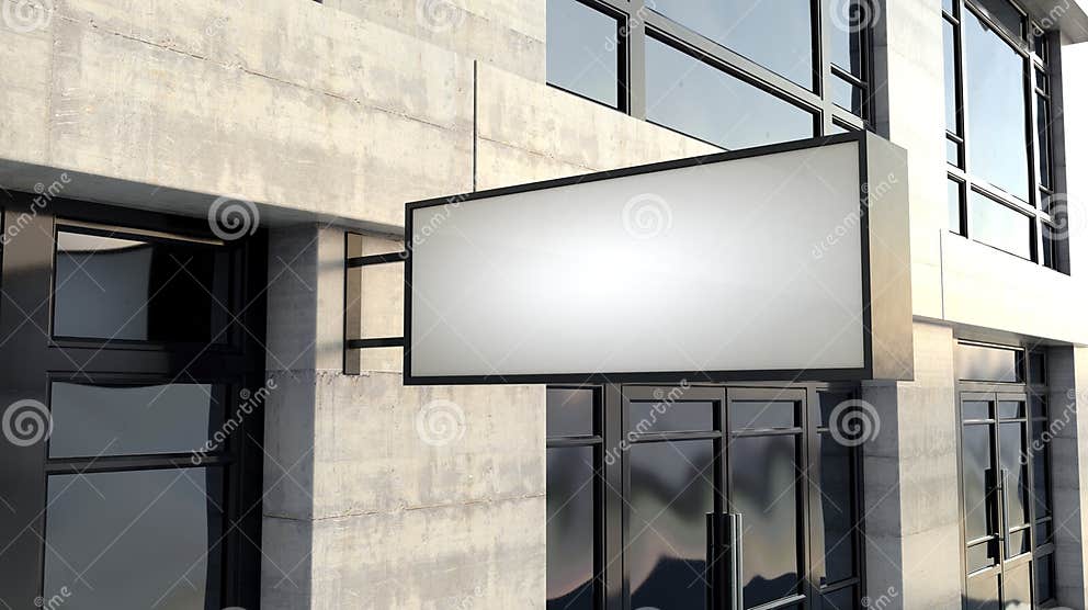 Rectangular Lightbox Sign Outside Shop Facade Stock Illustration ...