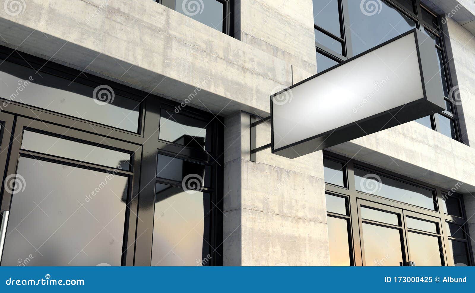 Rectangular Lightbox Sign Outside Shop Facade Stock Illustration ...