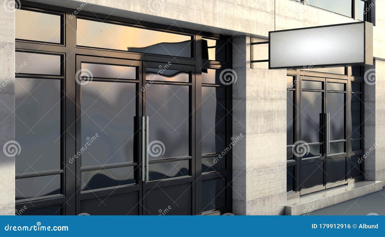 Rectangular Lightbox Sign Outside Shop Facade Stock Illustration ...