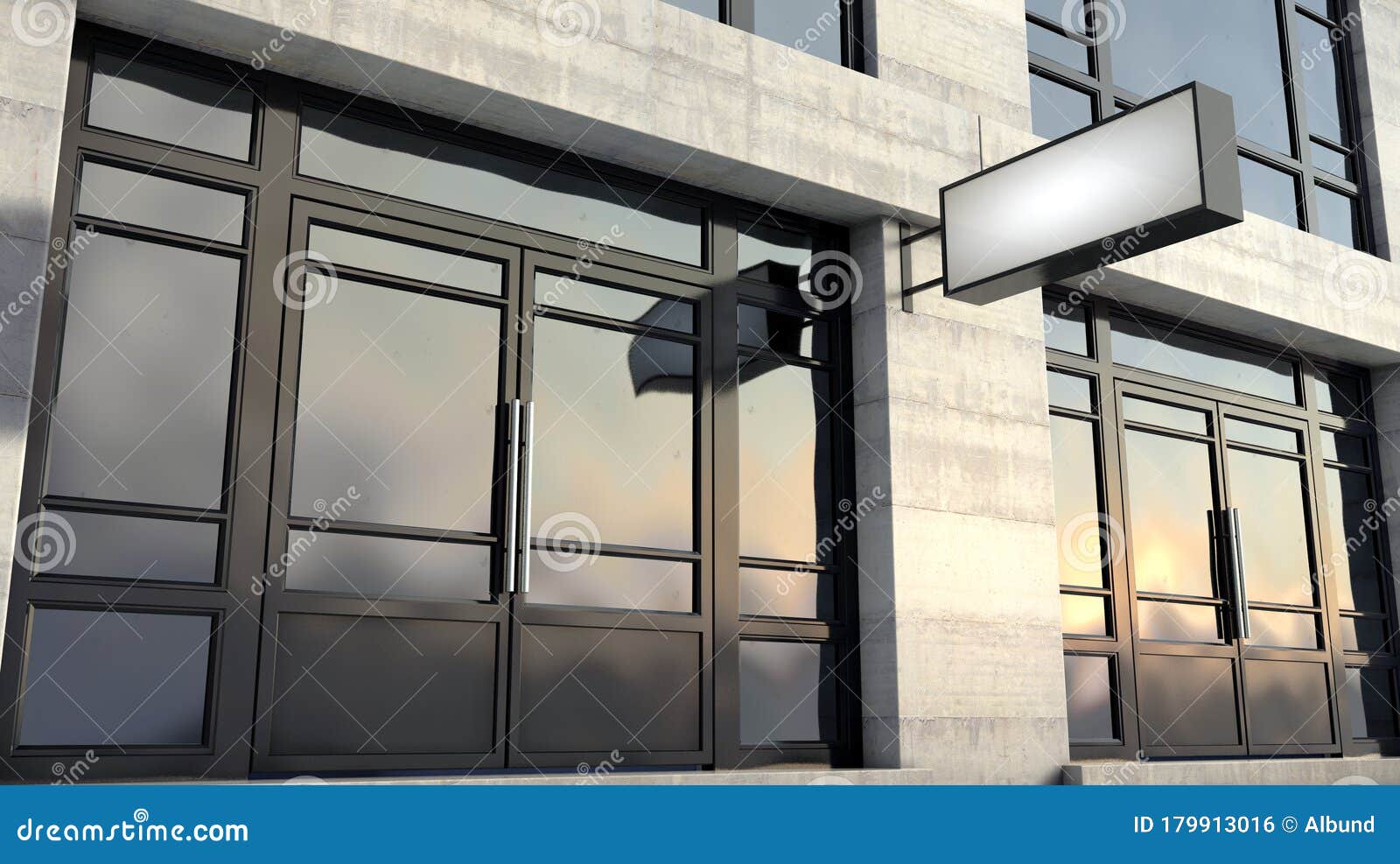 Rectangular Lightbox Sign Outside Shop Facade Stock Illustration ...