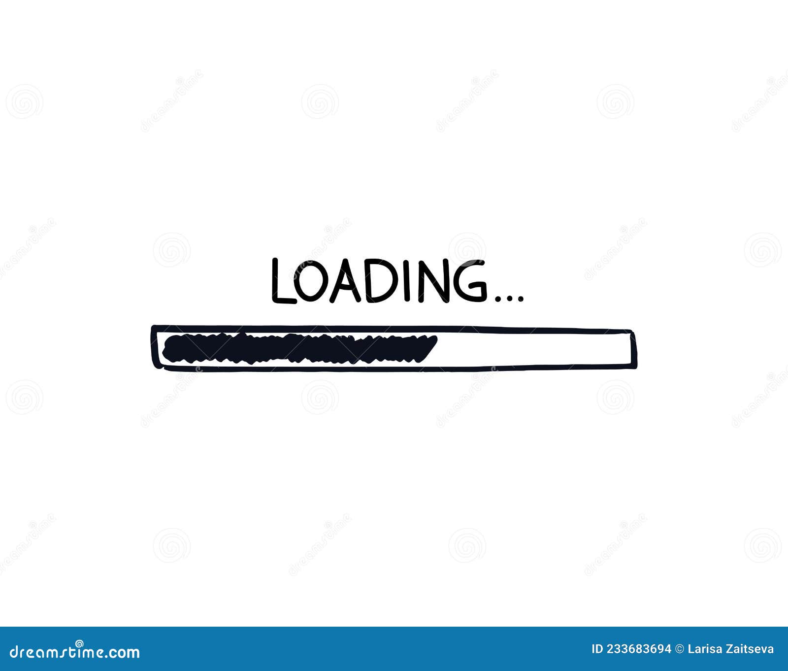 Rectangular Loading Bar Sketch. Doodle Download Bar Filled with Painted ...
