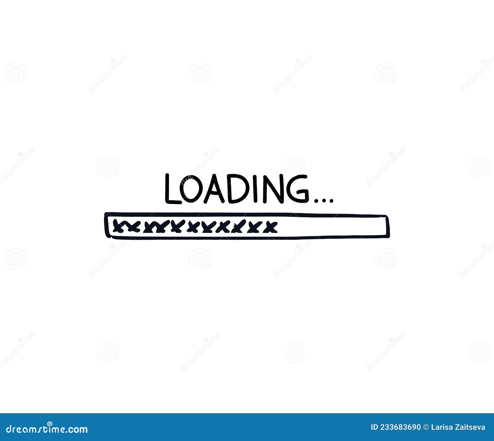 Rectangular Loading Bar Sketch. Doodle Thin Download Bar Filled with ...