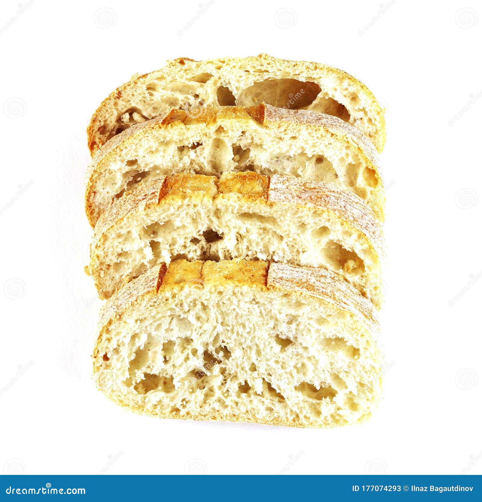 Rectangular Loaf Of Bread Isolated On A White Background, Top View ...