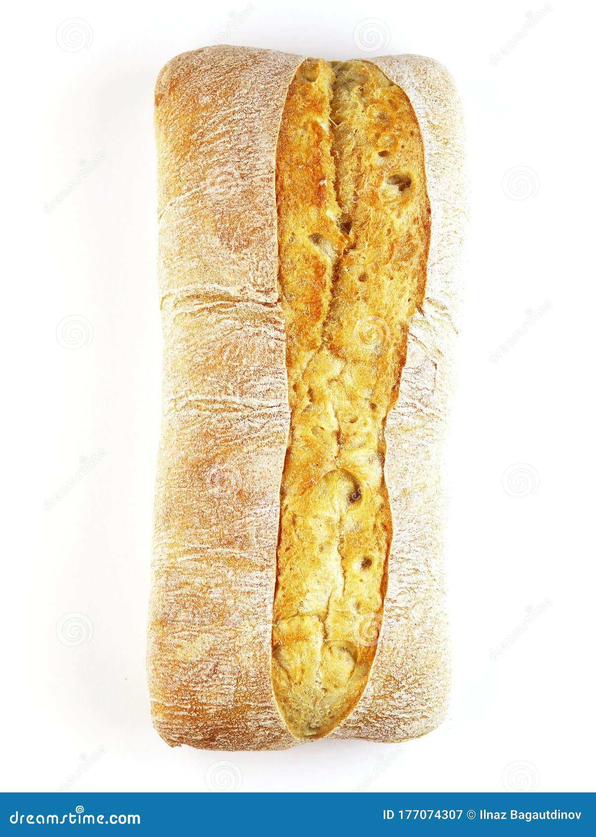 Rectangular Loaf of Bread Isolated on a White Background, Top View ...
