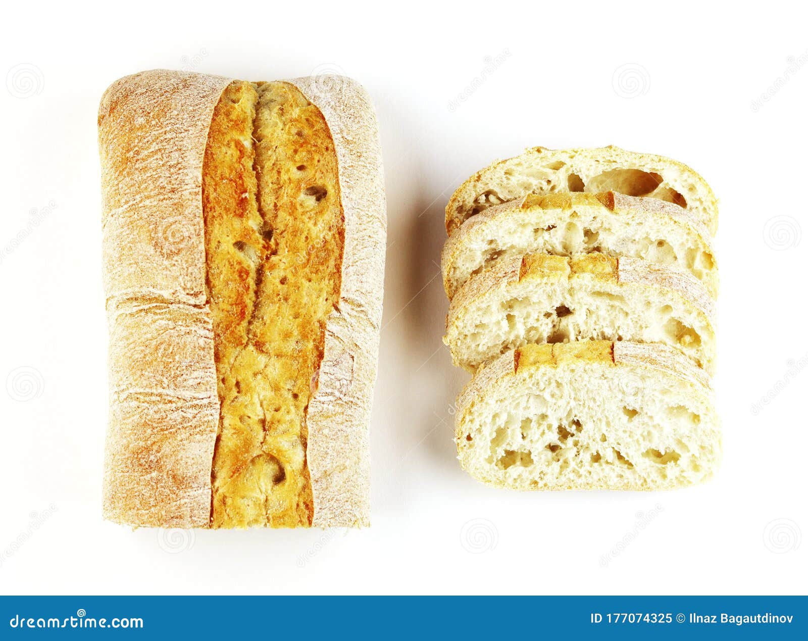 Rectangular Loaf of Bread Isolated on a White Background, Top View ...