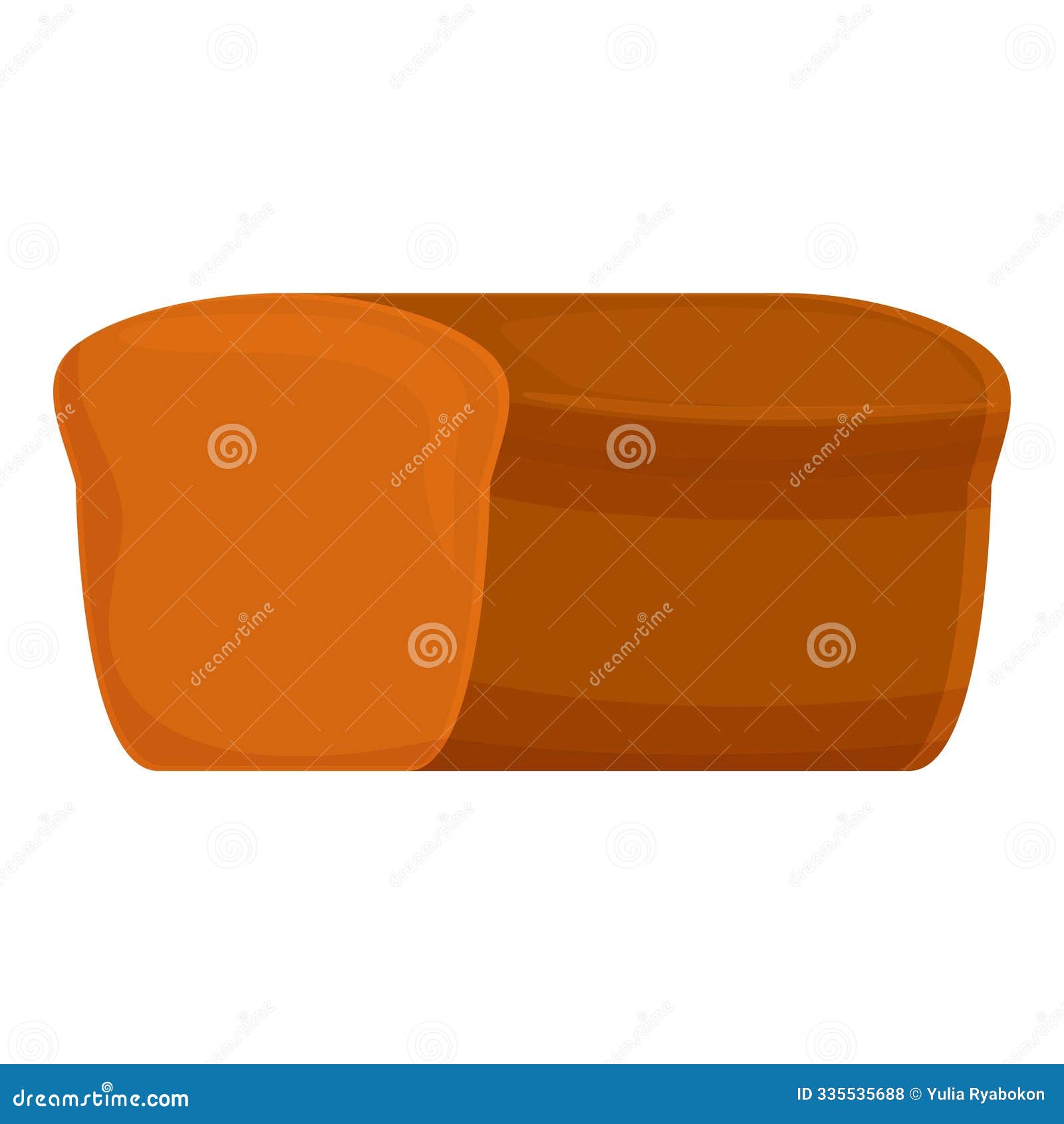 Rectangular Loaf of Bread with a Slice Cut Off Stock Illustration ...