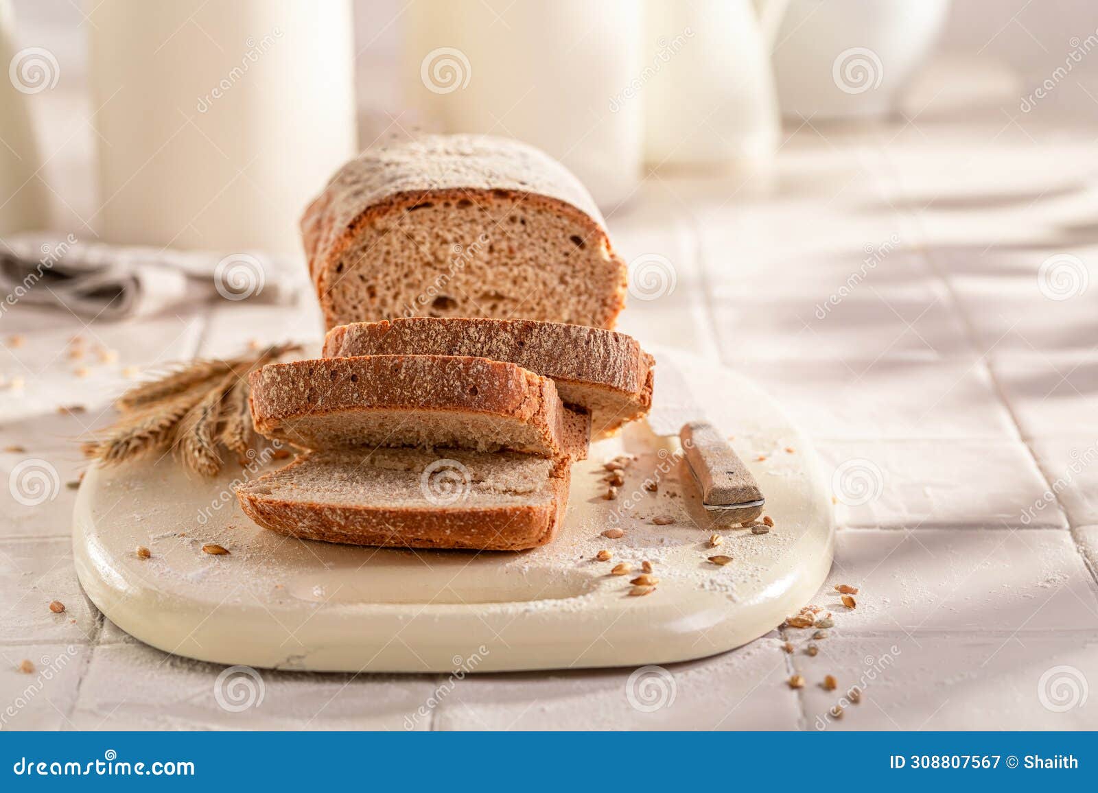 Rectangular Loaf of Rye Bread Baked in Home Bakery Stock Image - Image ...