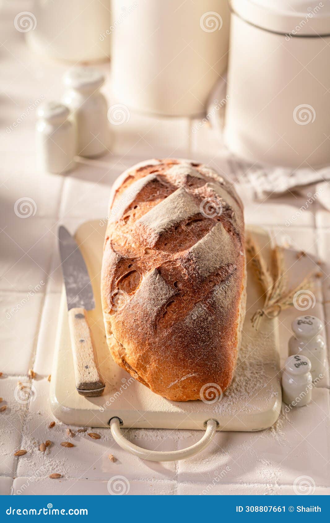 Rectangular Loaf of Rye Bread Perfect for a Balanced Breakfast Stock ...