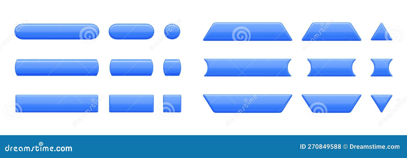 Rectangular Long Button with Rounded and Sharp Borders 3d Render ...