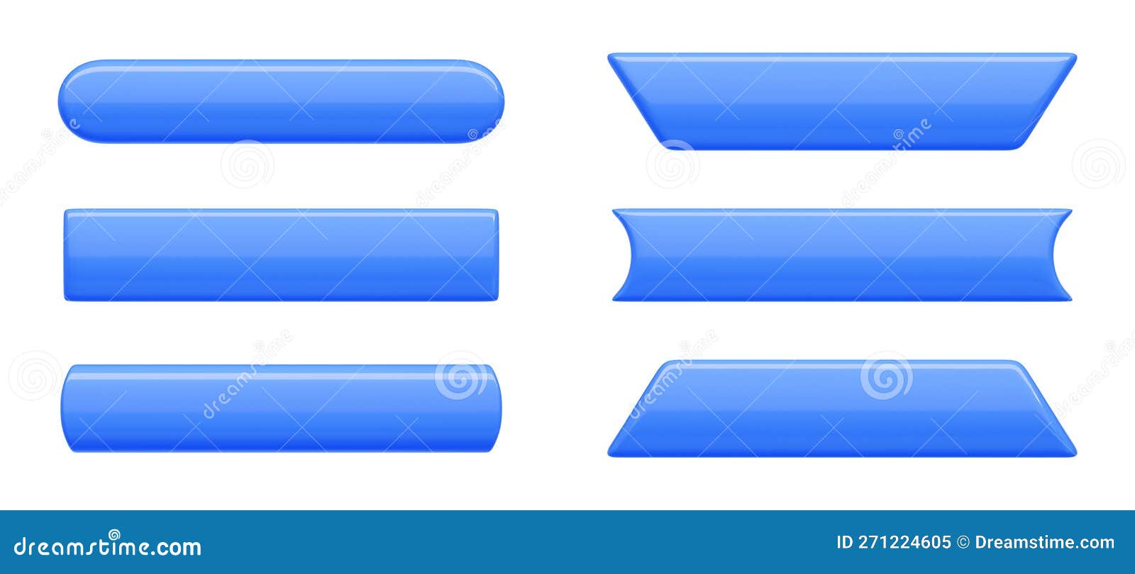 Rectangular Long Button with Rounded and Sharp Borders 3d Render ...