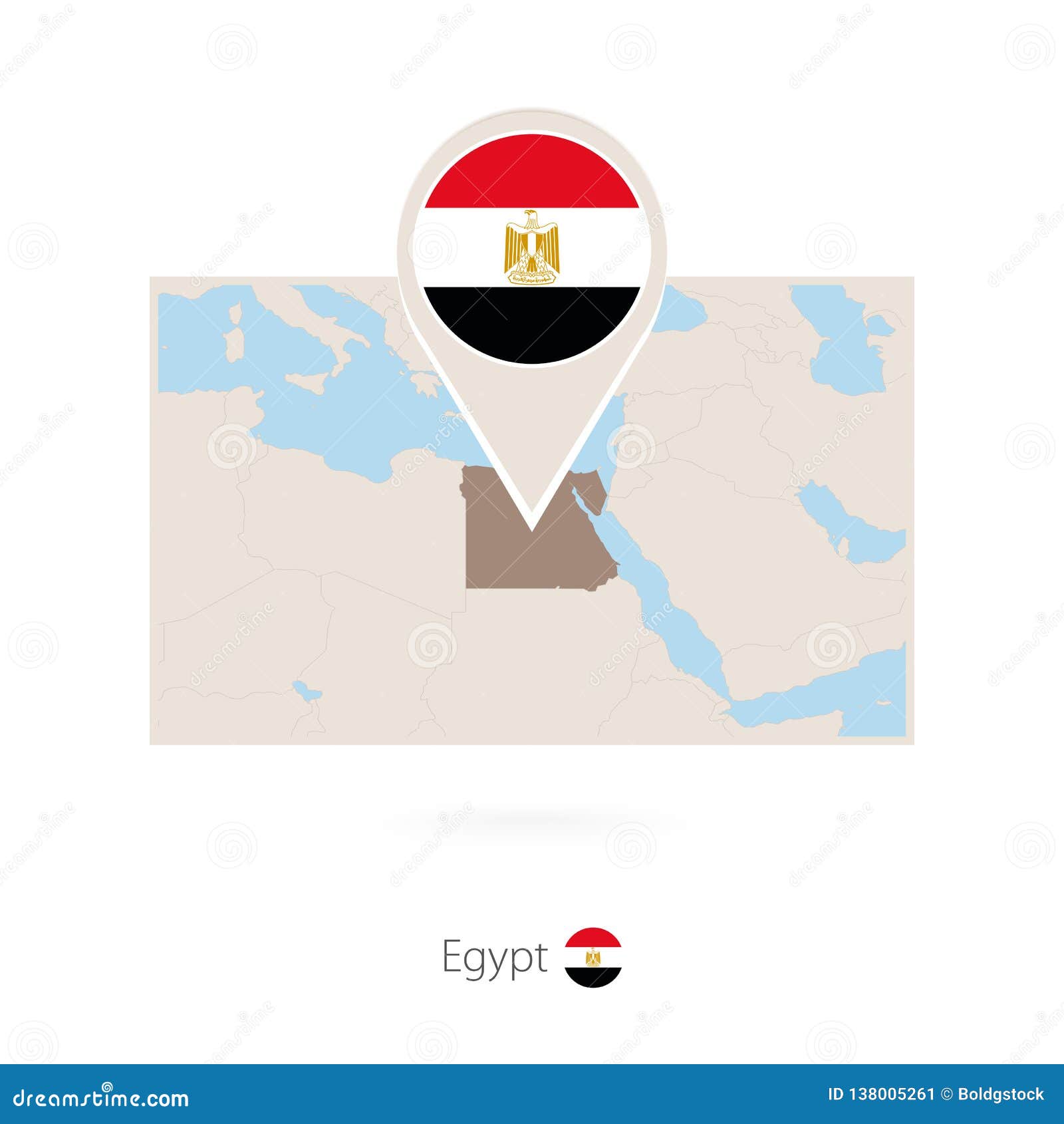 Rectangular Map of Egypt with Pin Icon of Egypt Stock Vector ...