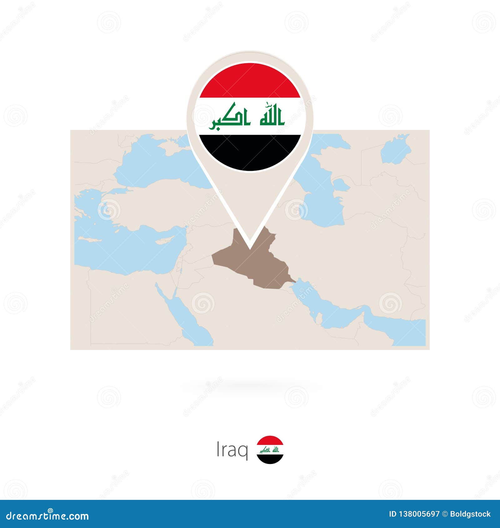 Rectangular Map of Iraq with Pin Icon of Iraq Stock Vector ...