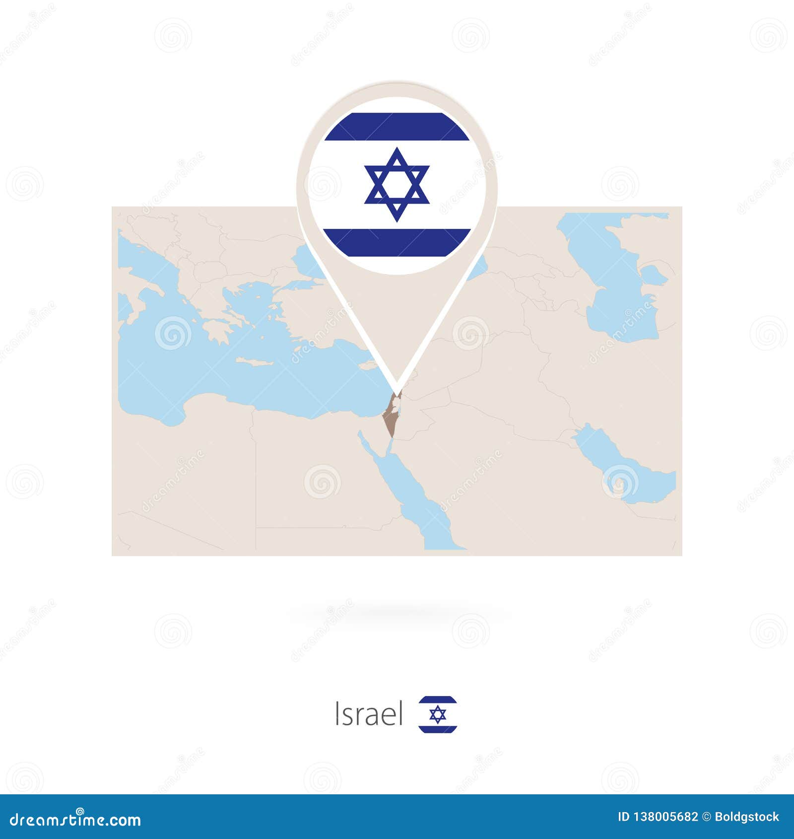 Rectangular Map of Israel with Pin Icon of Israel Stock Vector ...