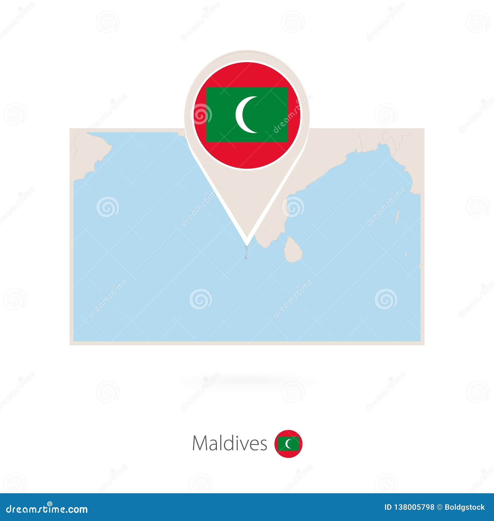 Rectangular Map of Maldives with Pin Icon of Maldives Stock Vector ...