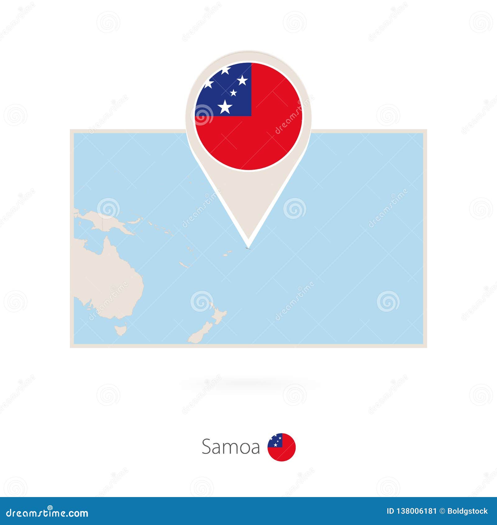 Rectangular Map of Samoa with Pin Icon of Samoa Stock Vector ...