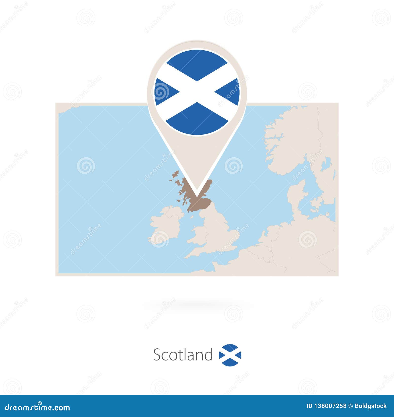Rectangular Map of Scotland with Pin Icon of Scotland Stock Vector ...