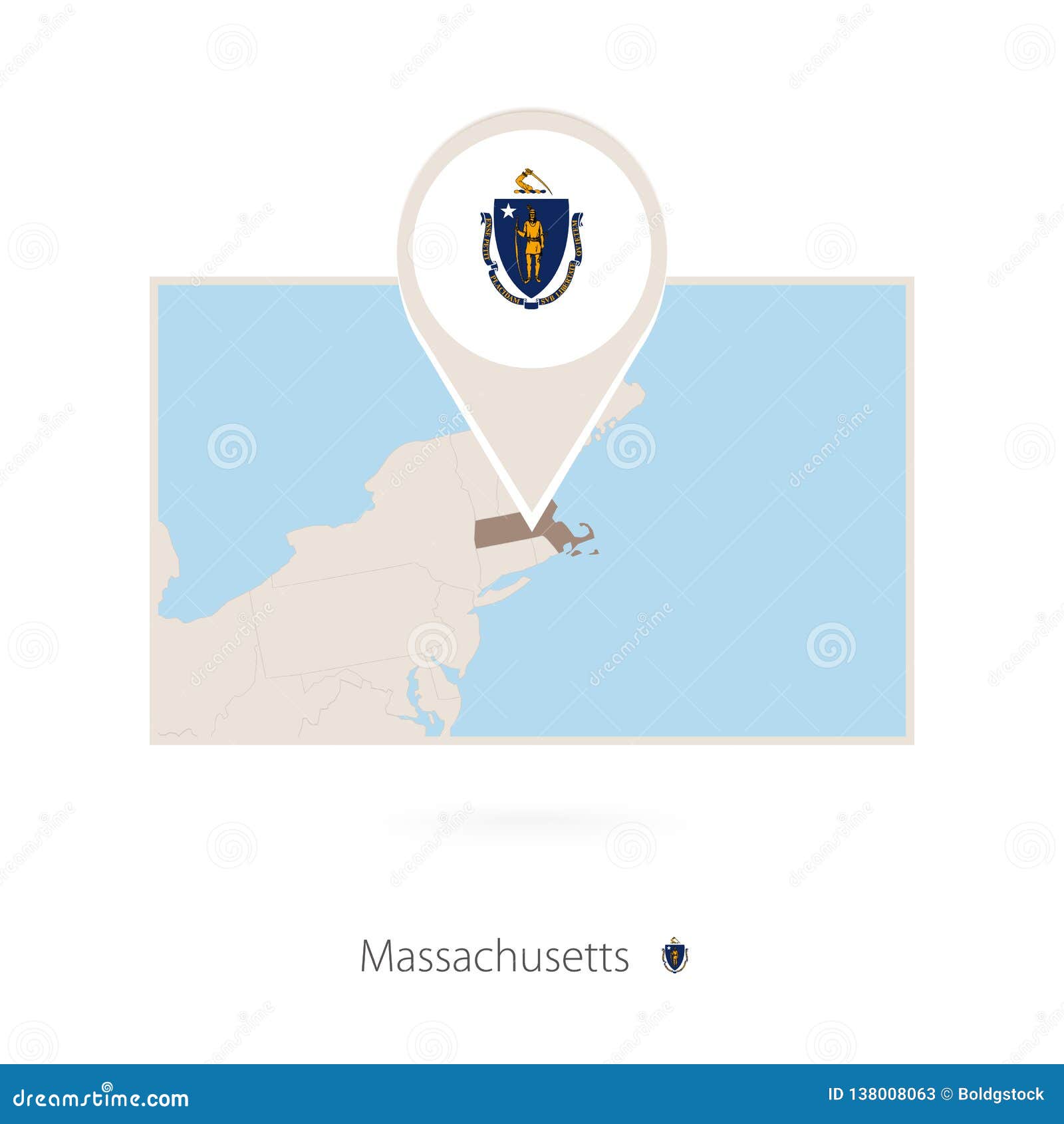 Rectangular Map of US State Massachusetts with Pin Icon of ... Rectangular Map of US State Massachusetts with Pin Icon of ...