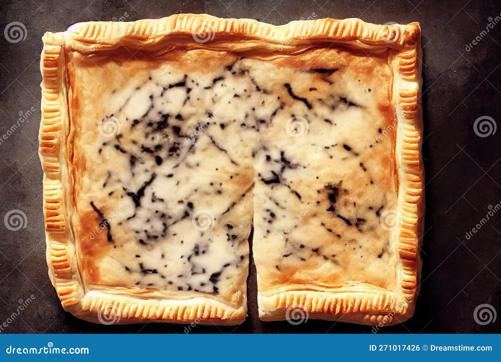 Rectangular Meat Pie with Pigtail Decoration Around Edges Stock Photo ...