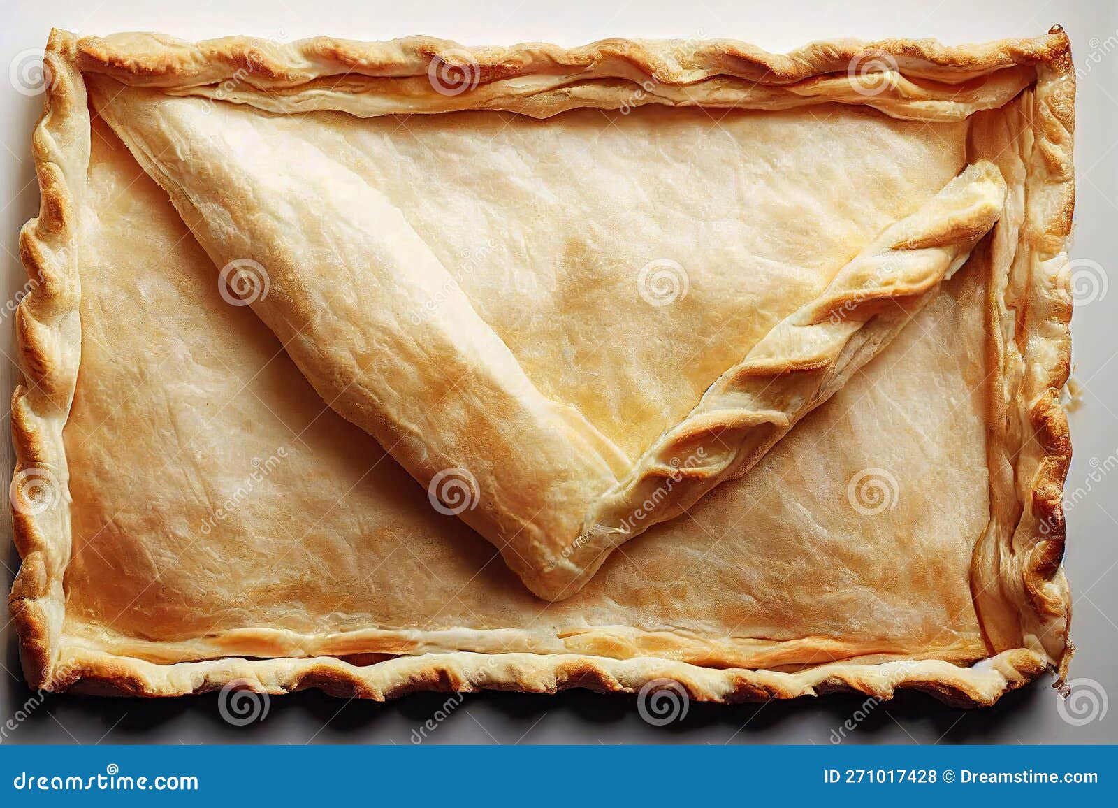 Rectangular Meat Pie with Pigtail Decoration Around Edges Stock ...