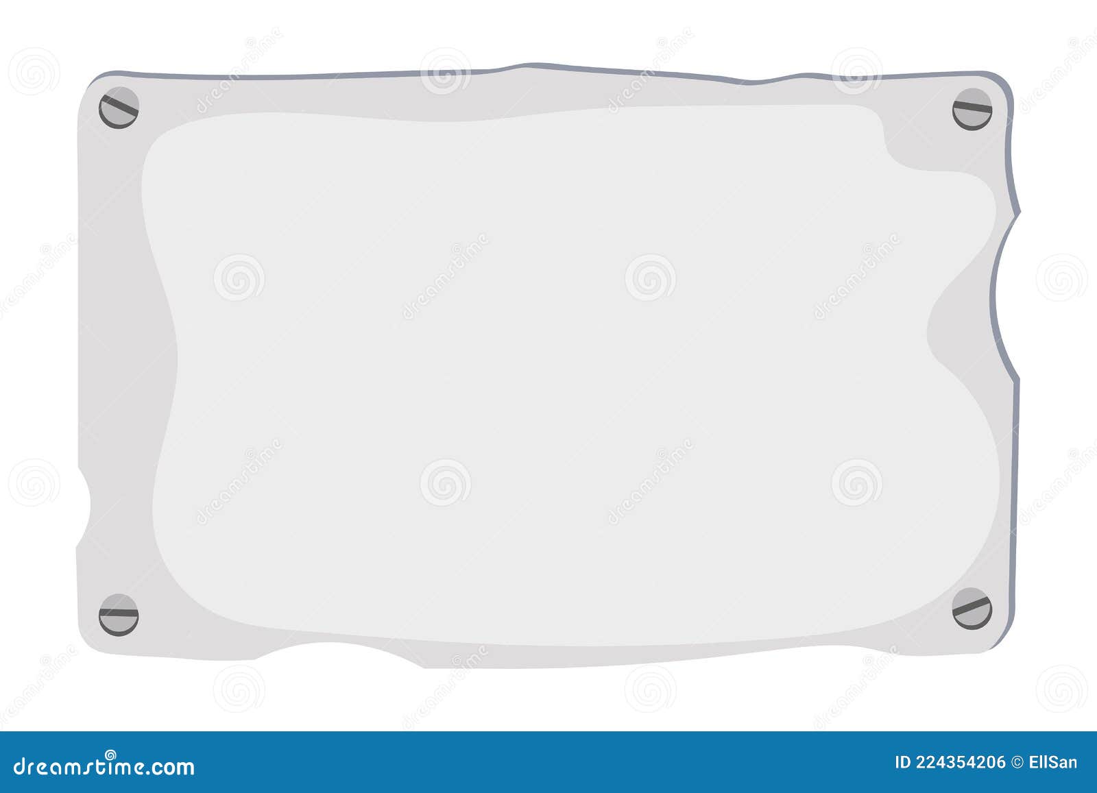 Rectangular Metal Frame with Nails. Gray Rusty Plate. Cartoon Steampunk ...