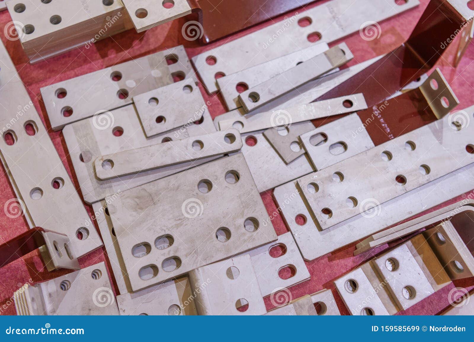 Rectangular Metal Plates with Round Holes. Stock Image - Image of beam ...
