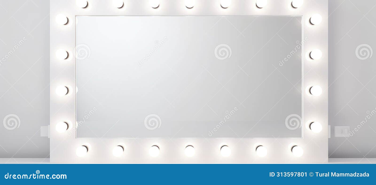 A Rectangular Mirror with Integrated LED Lights is Mounted on a Wall ...