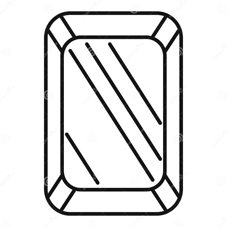 Rectangular Mirror with Rounded Corners Reflecting Light Beams Icon ...