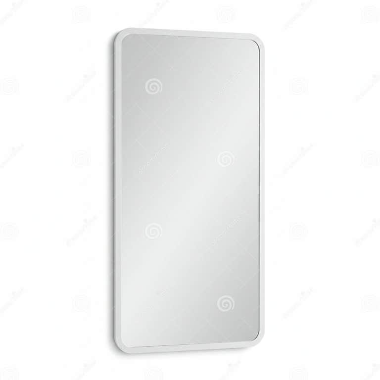Rectangular Mirror with Rounded Corners and a Slim White Frame. the ...