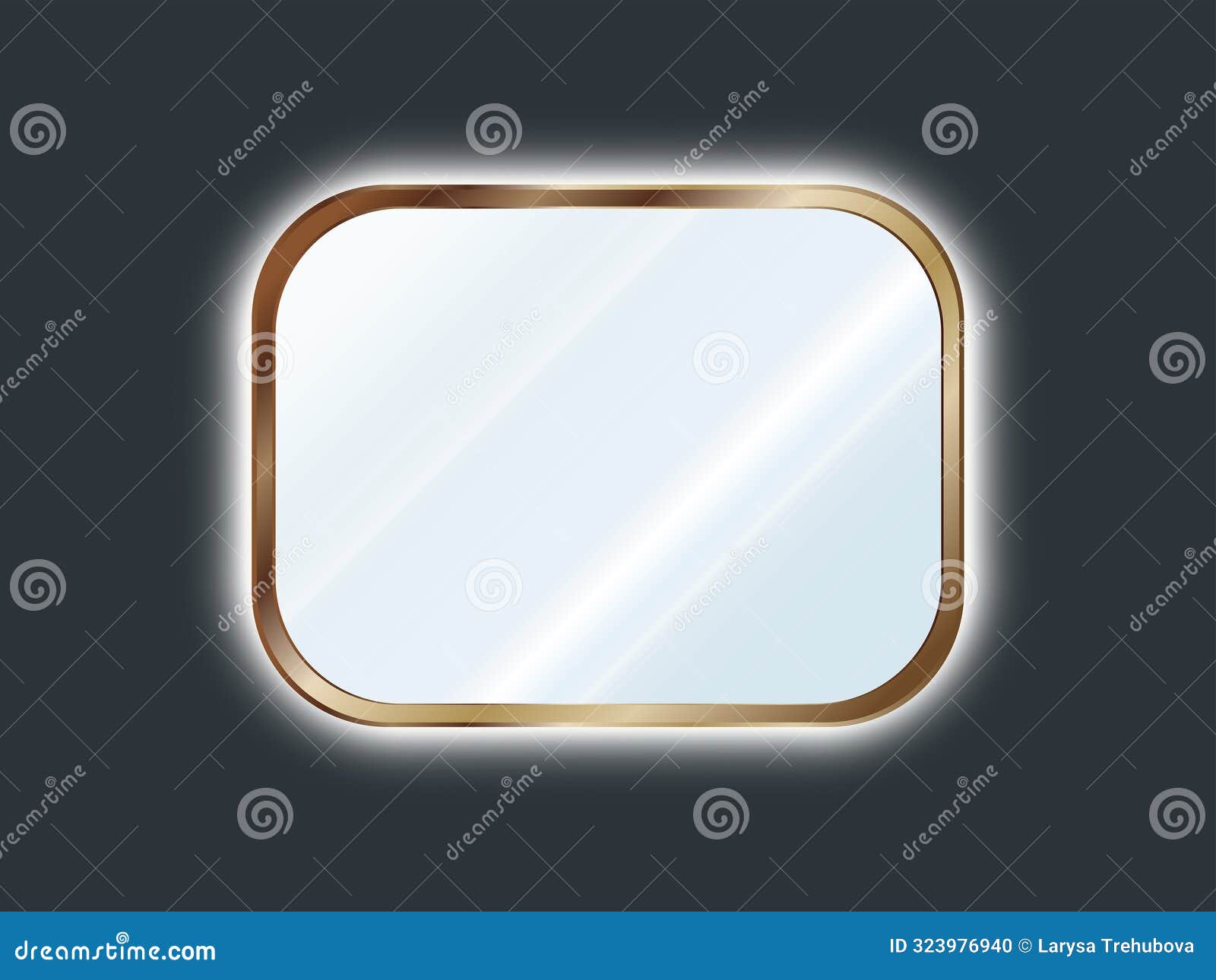 Rectangular Mirror with Rounded Edges in a Bronze Frame with LED ...