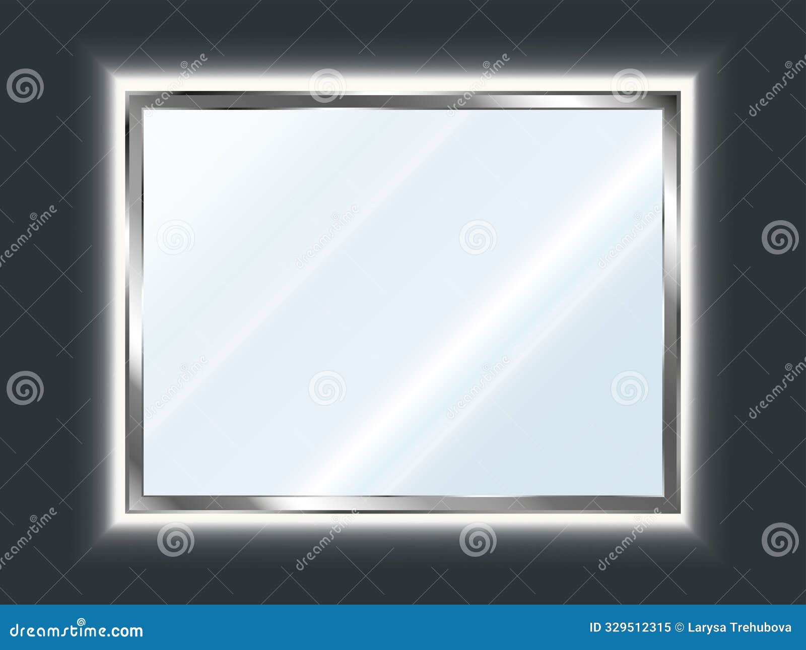 Rectangular Mirror in a Silver Frame with LED Lighting. 3d Vector ...