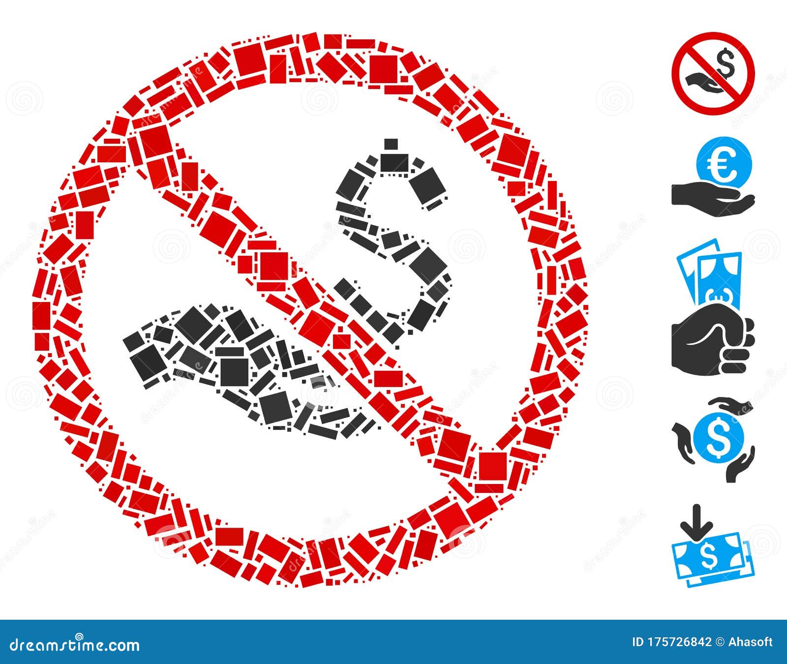 Rectangular Mosaic No Donations Stock Illustration - Illustration of ...