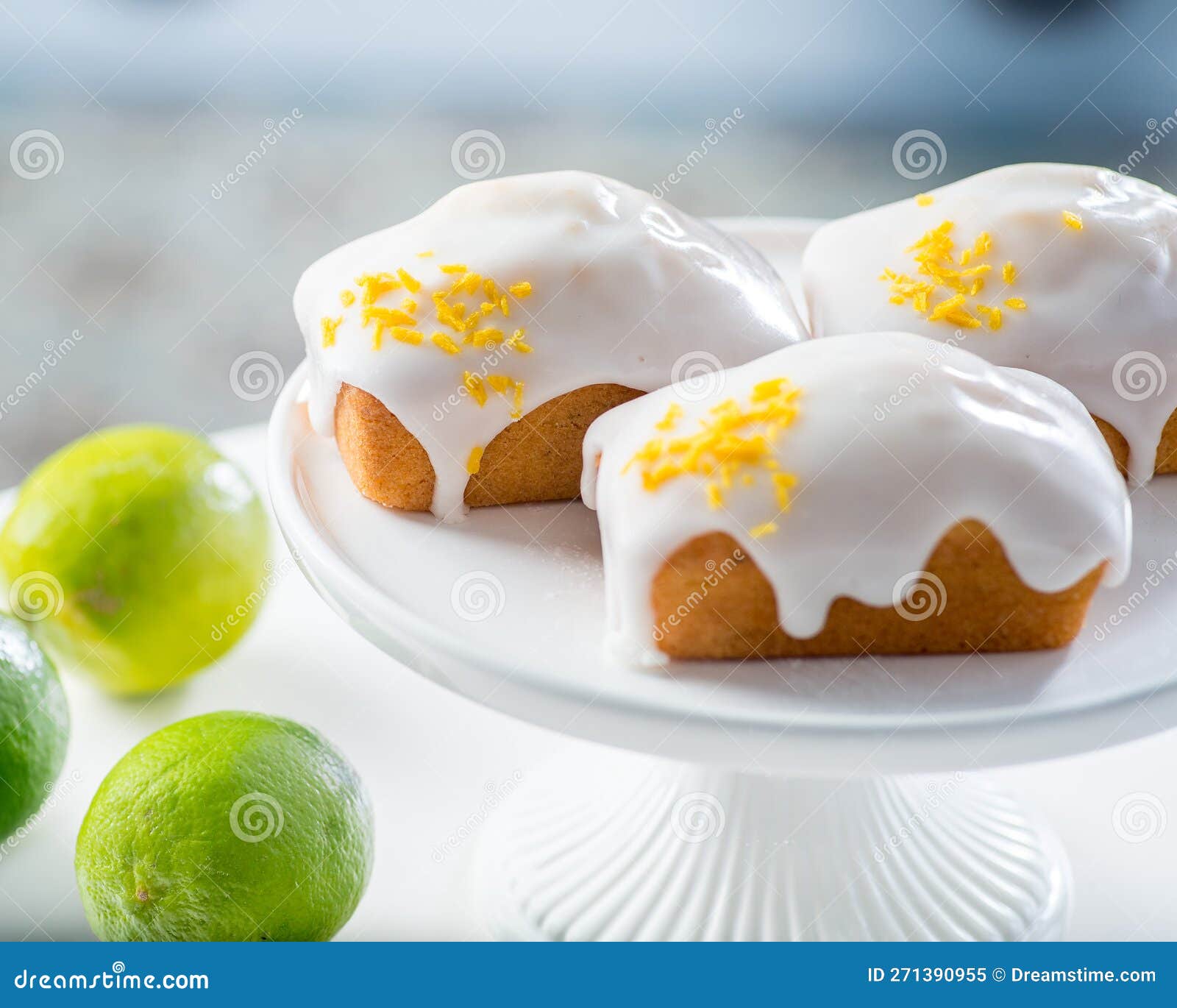 Rectangular Muffins Covered with White Cream Glaze and Sprinkled with ...