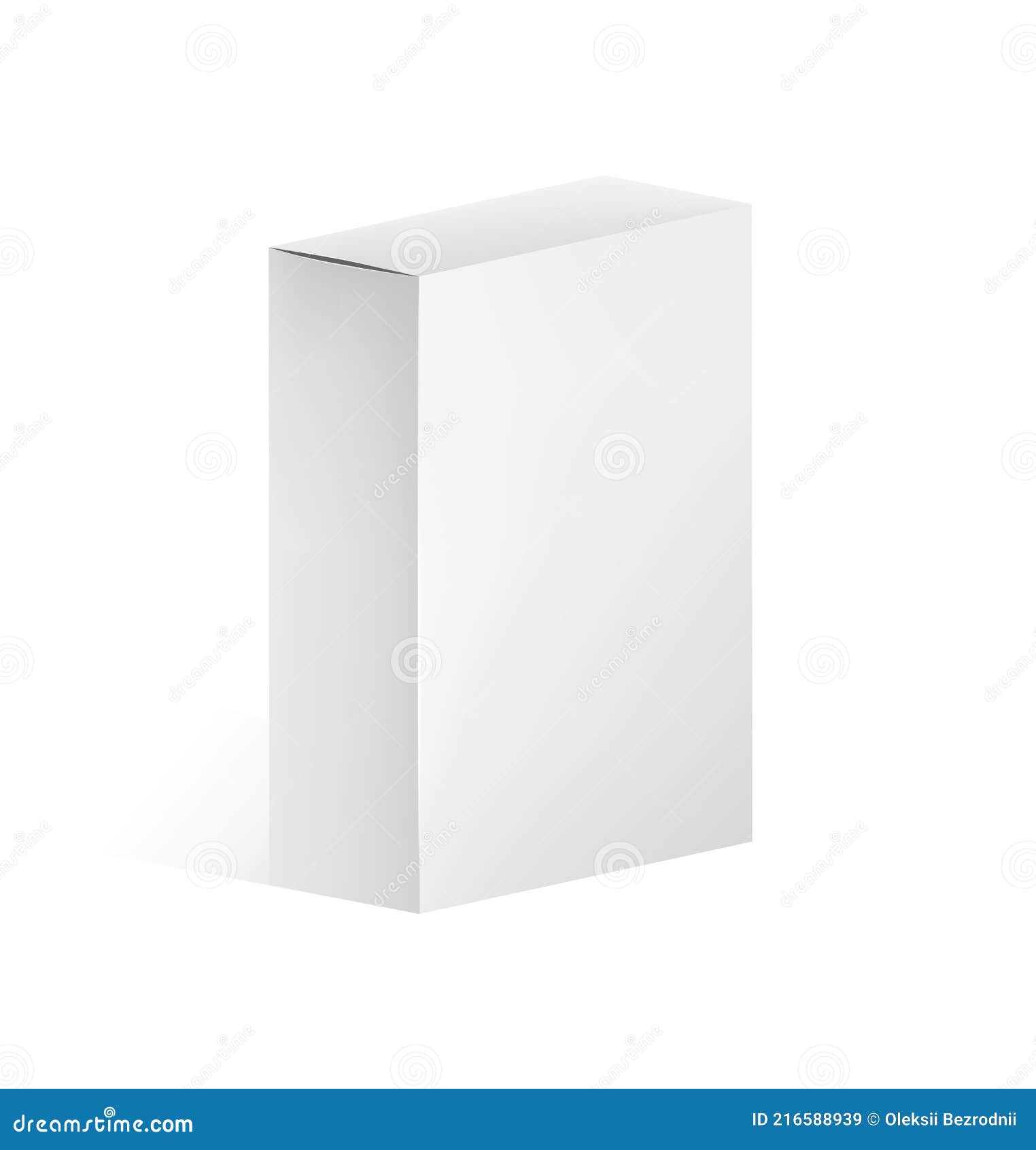 Rectangular Narrow Box Mockup. Cardboard Paper Storage Container ...