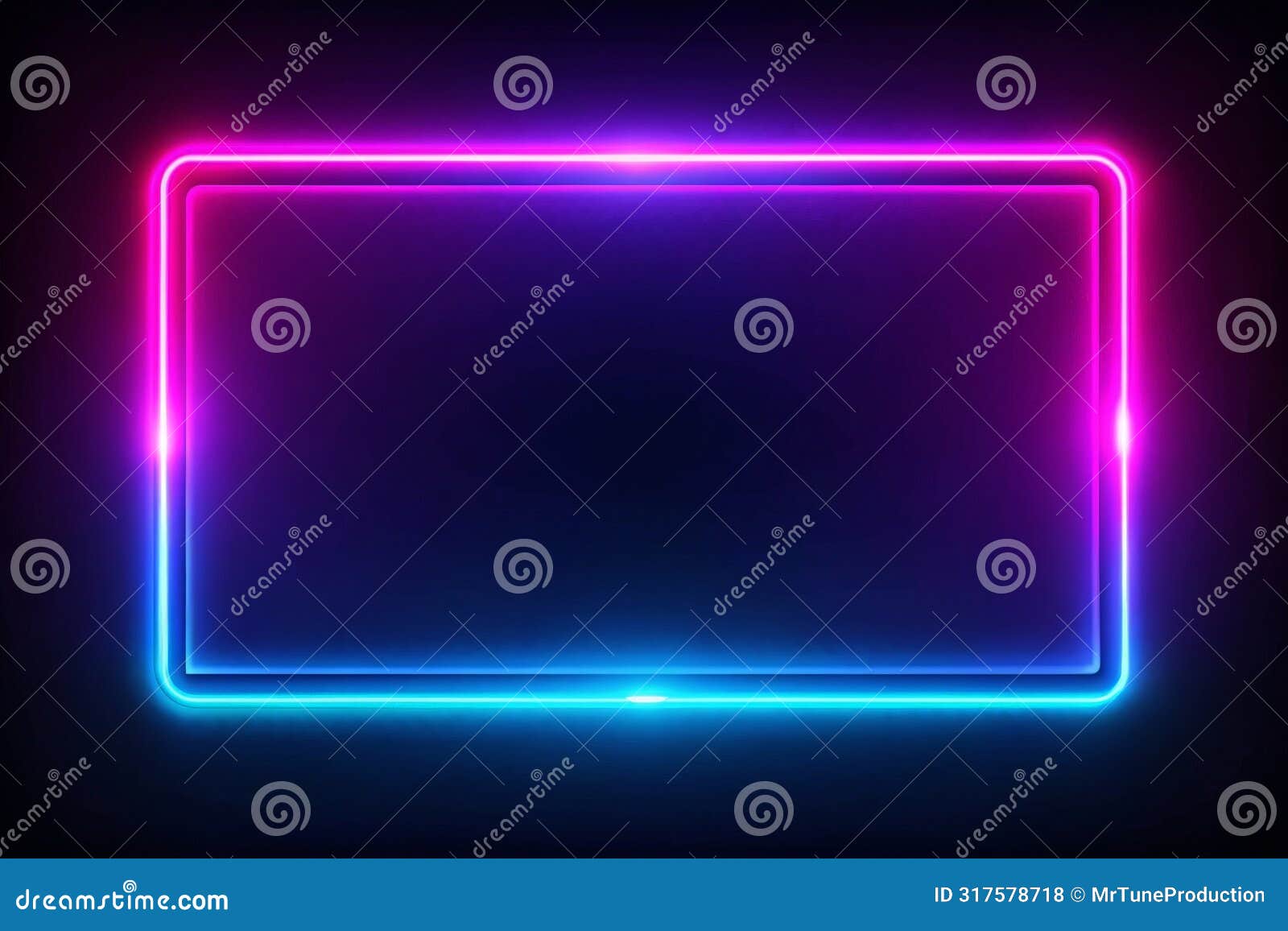 A Rectangular Neon Frame in Pink, Purple, and Blue Lights Shines ...