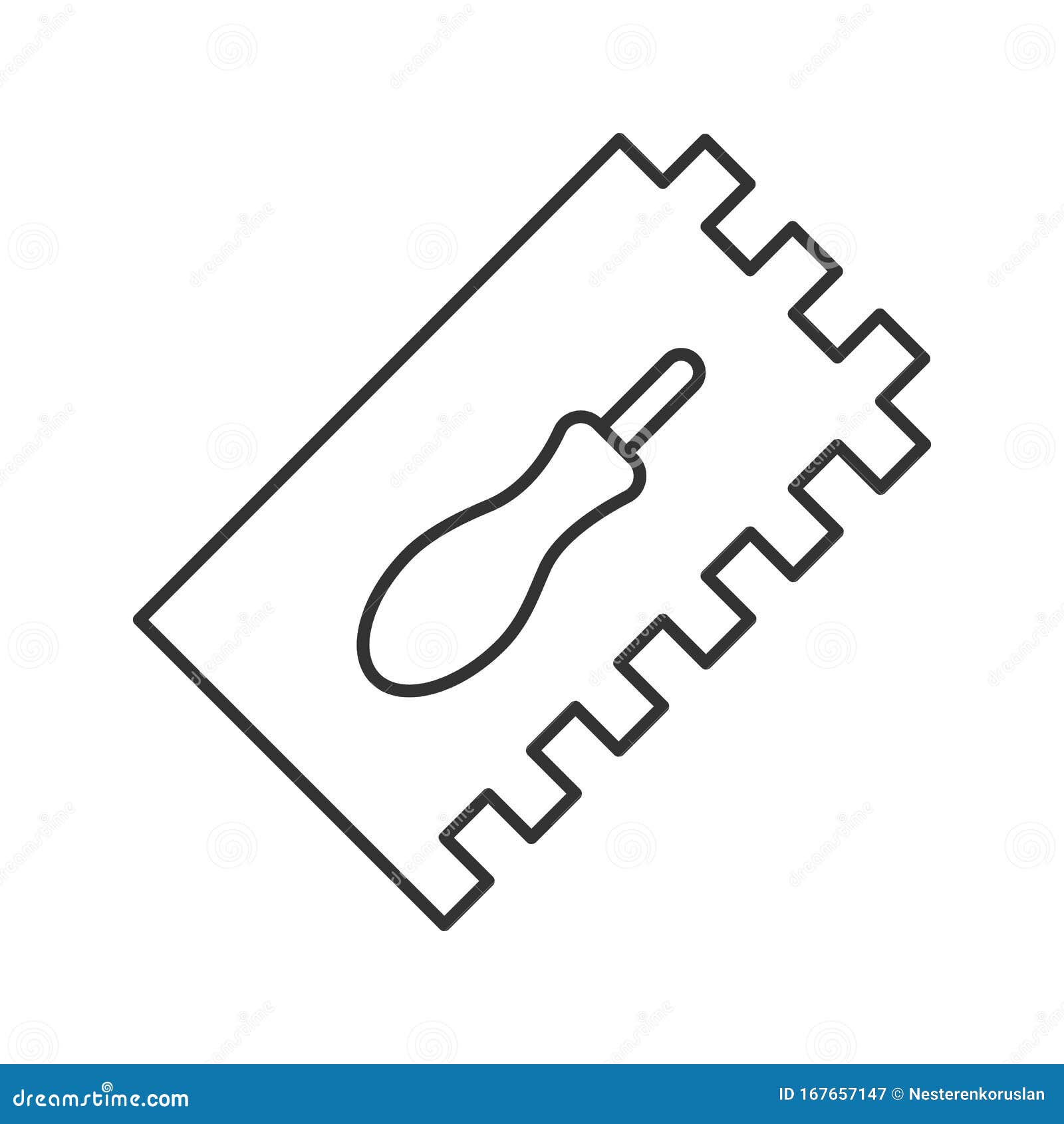 Rectangular Notched Trowel Linear Icon Stock Illustration ...