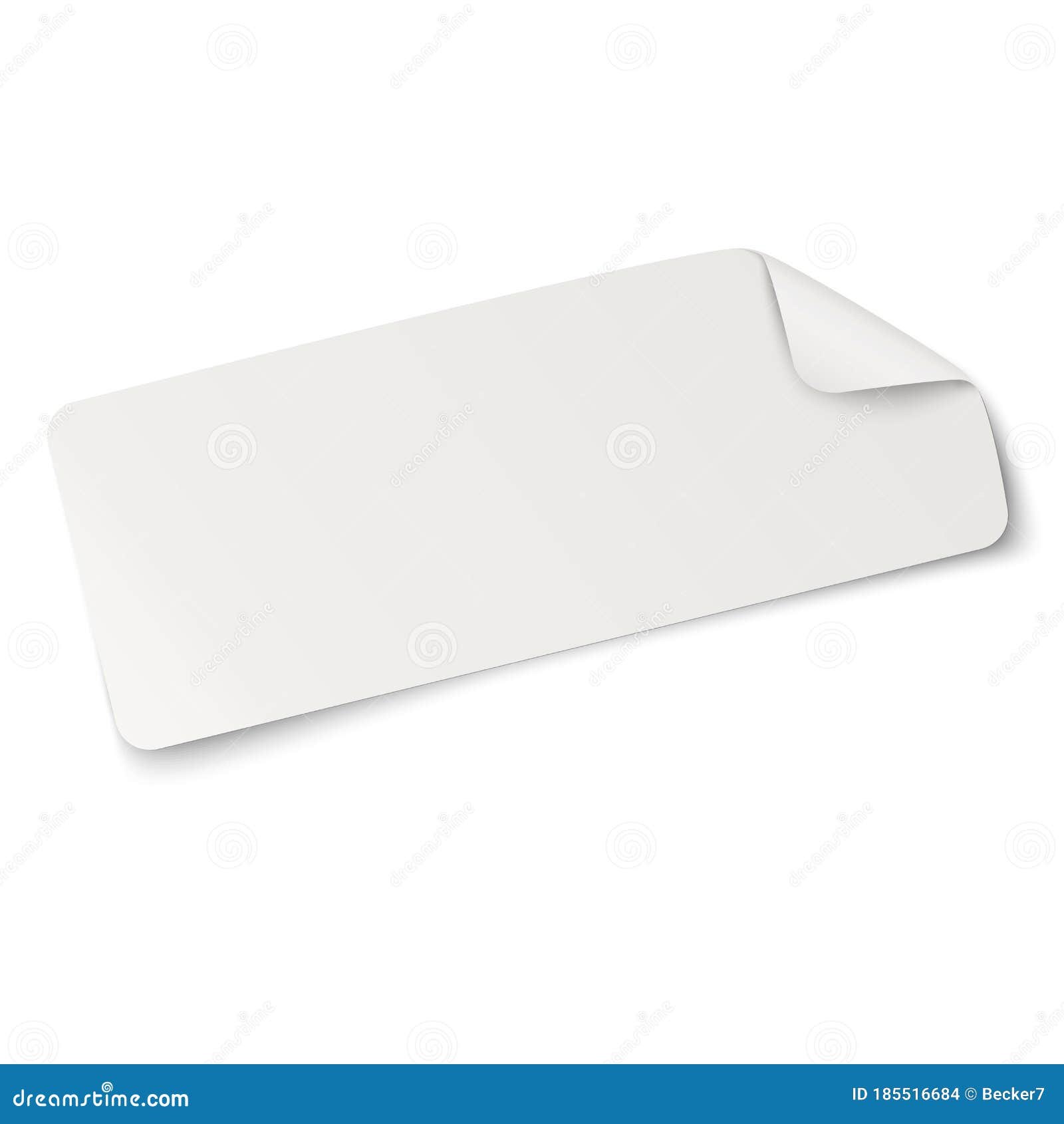Rectangular Oblong Paper Sticker Note Isolated on White. Light from ...