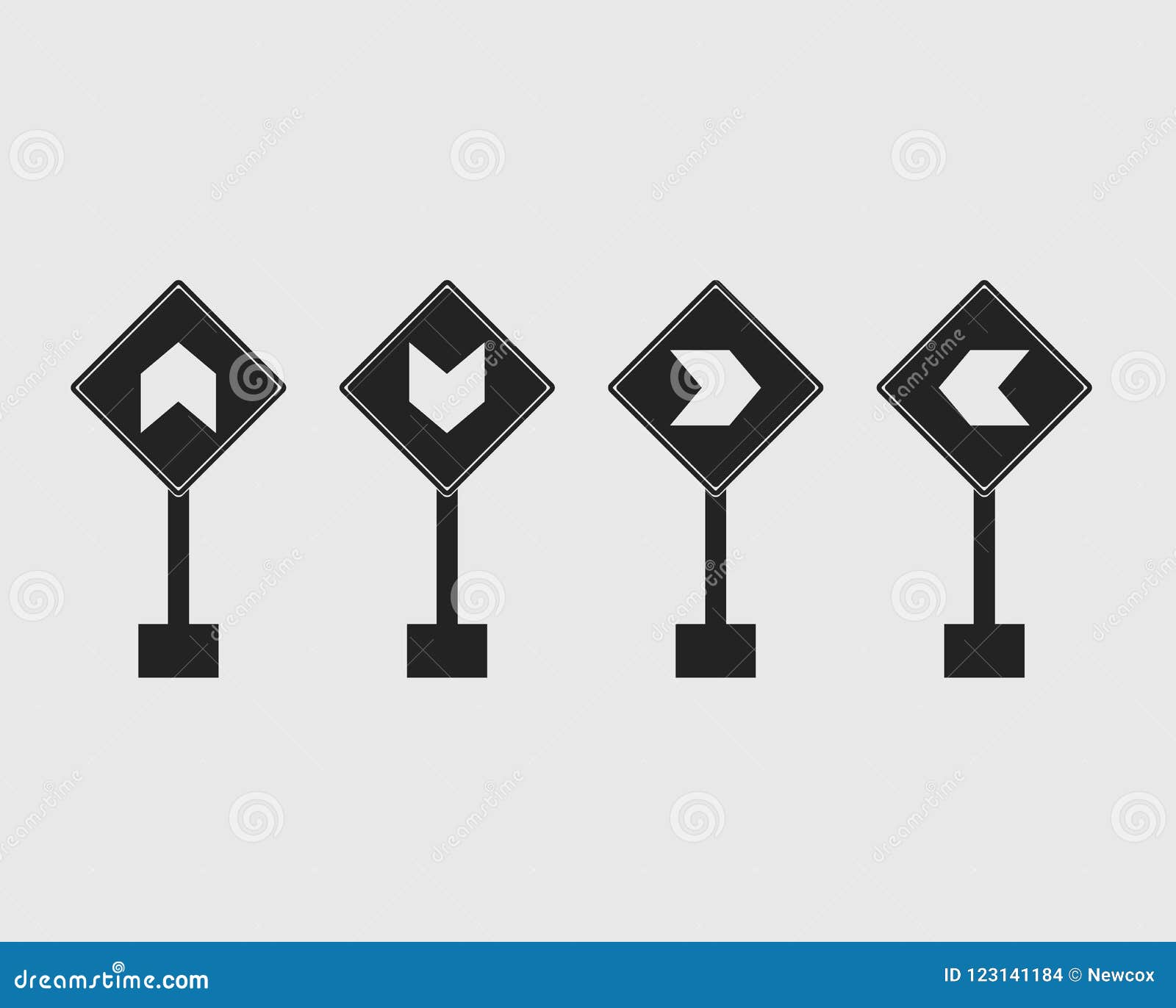 Rectangular One Way Street Sign Icon on Gray Background. Stock Vector ...
