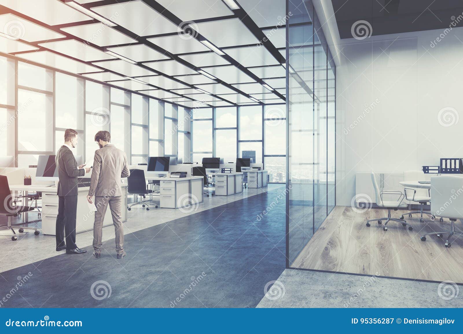 Rectangular Open Space Office, Corner, People Stock Image - Image of ...