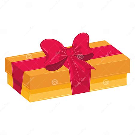 Rectangular Orange Gift Box with Large Red Bow Vector Stock ...