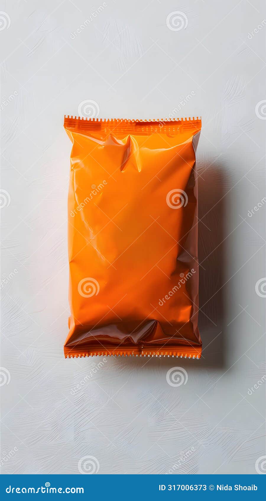 Rectangular Orange Packaging with Zipper Seal on Clean White Background ...