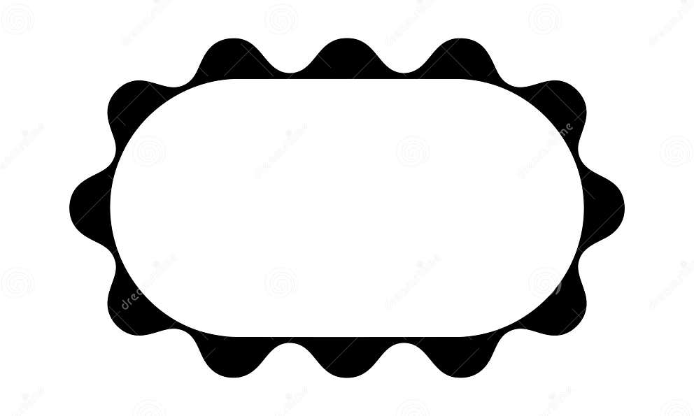 Rectangular Oval Frame with Scallop Borders. Tag, Label, Box or Sticker ...