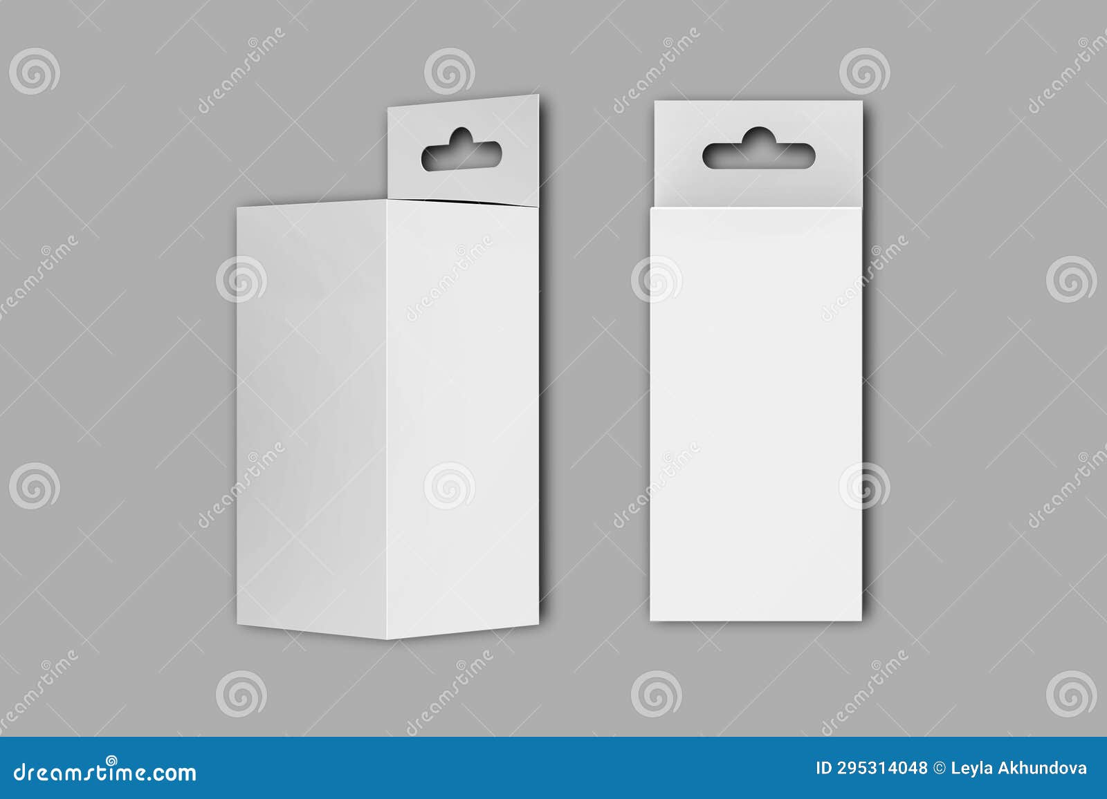 Rectangular Packaging Box with Hang Tab, Side View, Isolated on White Background. Stock ...