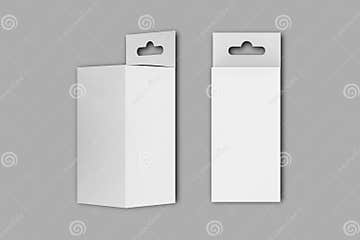 Rectangular Packaging Box with Hang Tab, Side View, Isolated on White ...