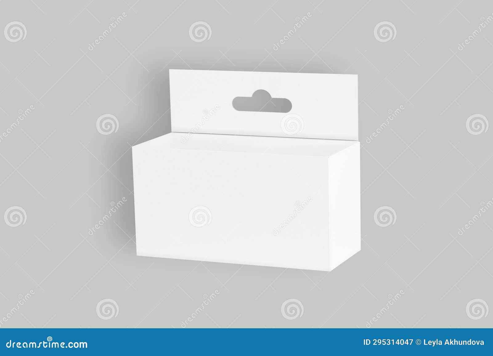 Rectangular Packaging Box with Hang Tab, Side View, Isolated on White ...