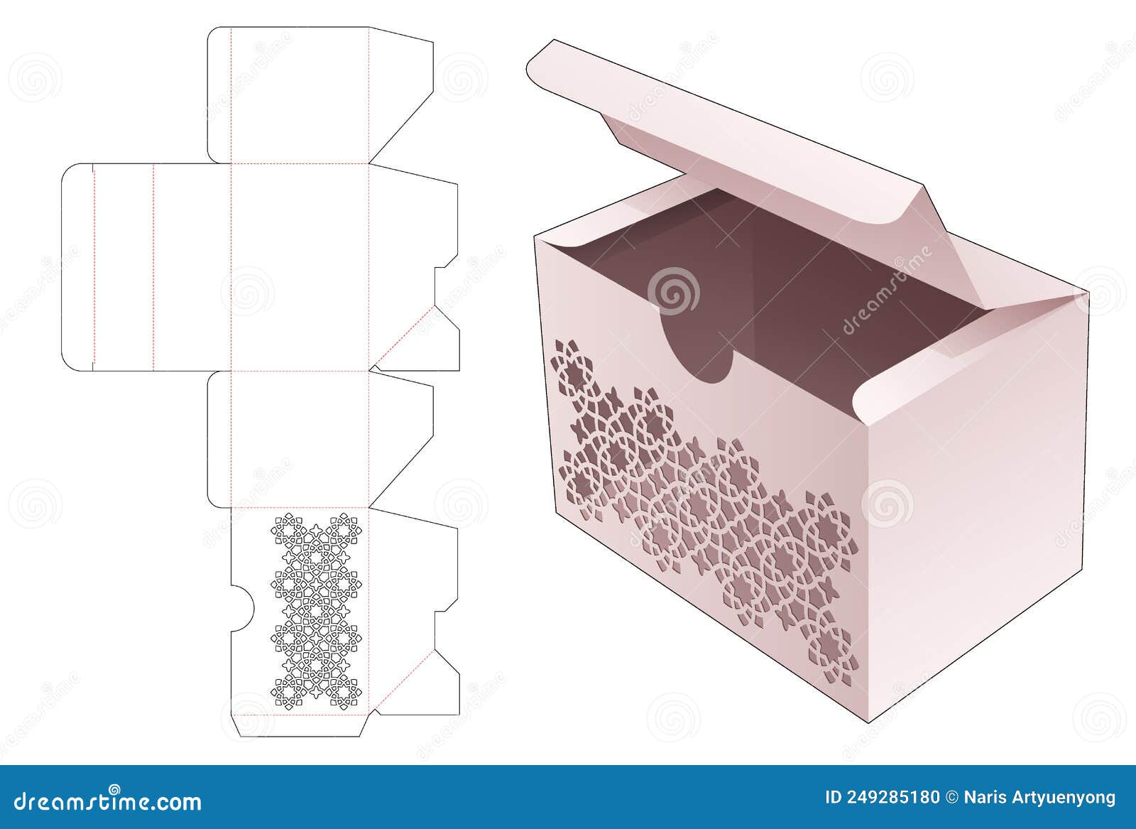 Rectangular Packaging with Stenciled Patterndie Cut Template and 3D ...