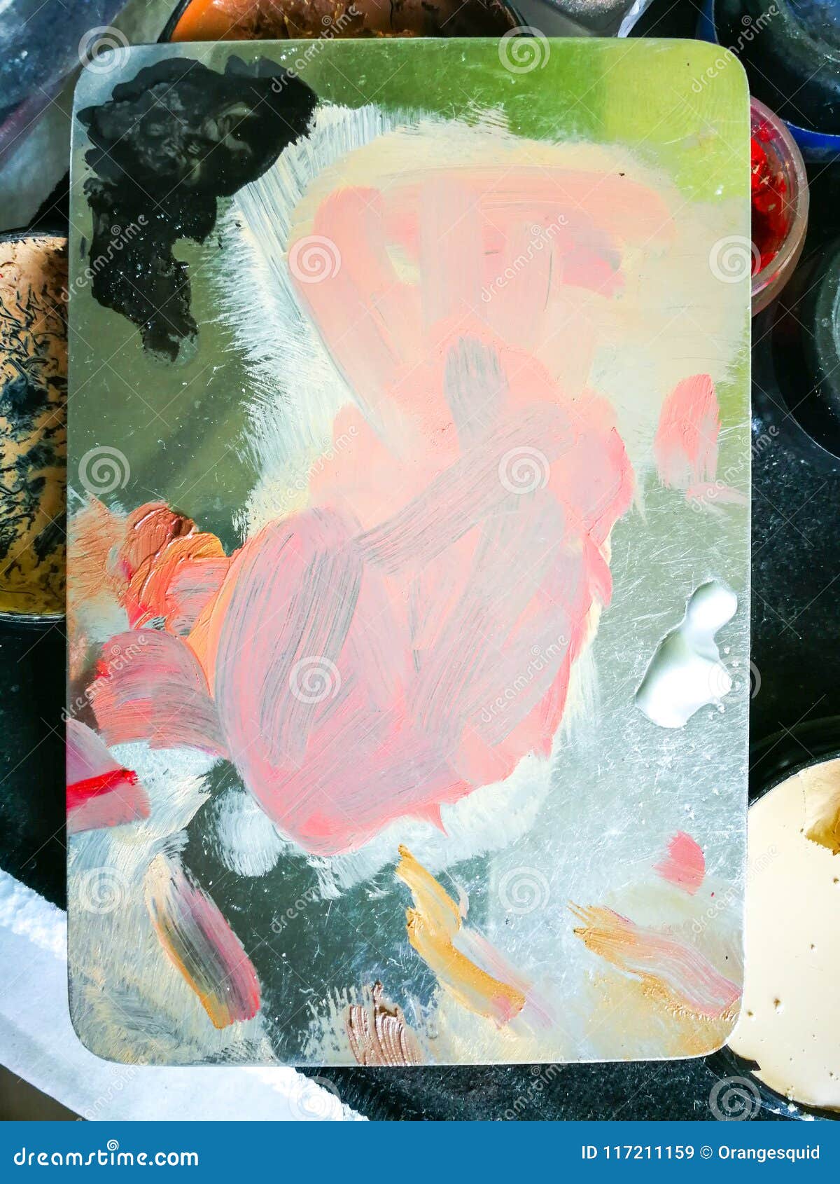 Rectangular Palette with Paints. Stock Image - Image of painting ...