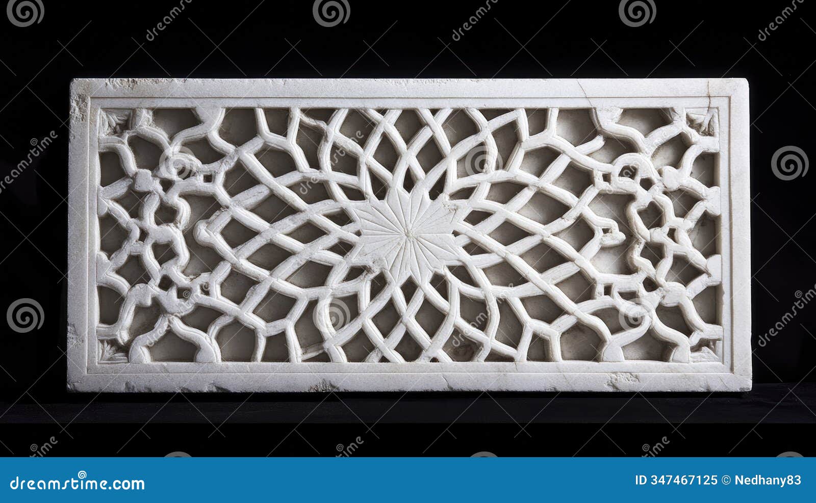 A Rectangular Panel of White Stone with Islamic Geometric Patterns ...